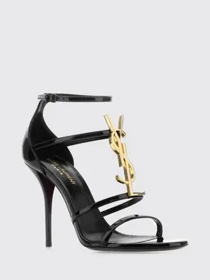 Saint Laurent Cassandra Patent Leather High-heel Sandals With Monogram