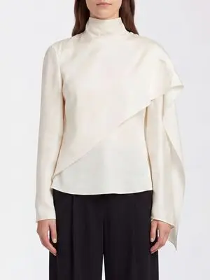 RÓHE Asymmetrical Pure Silk Blouse With High Neck And Long Sleeves