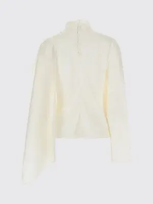 RÓHE Asymmetrical Pure Silk Blouse With High Neck And Long Sleeves