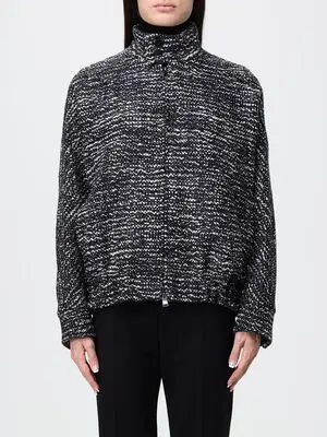 DARKPARK Two-tone Bouclé Cropped Bomber Jacket With High Neck And Zip Closure - Blue