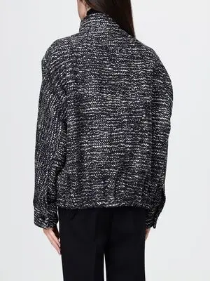 DARKPARK Two-tone Bouclé Cropped Bomber Jacket With High Neck And Zip Closure - Blue