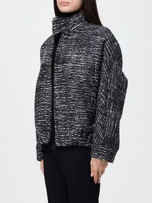 DARKPARK Two-tone Bouclé Cropped Bomber Jacket With High Neck And Zip Closure - Blue