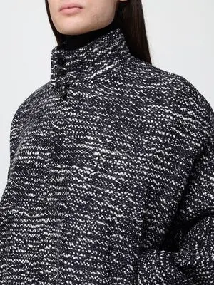 DARKPARK Two-tone Bouclé Cropped Bomber Jacket With High Neck And Zip Closure - Blue