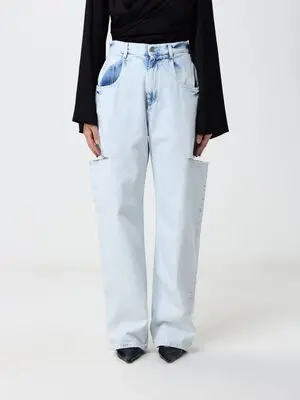 MAISON MARGIELA High-waisted Wide Leg Denim Jeans - Gnawed Blue