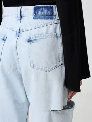 MAISON MARGIELA High-waisted Wide Leg Denim Jeans - Gnawed Blue