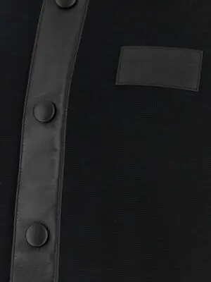Givenchy Wool Shirt Jacket With Leather Collar And Tonal Logo