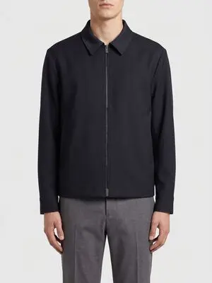 BOSS Virgin Wool Shirt Jacket With Classic Collar And Zip Closure