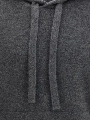 LANEUS Cashmere And Silk Blend Hoodie With Pouch Pocket - Grey