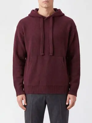 LANEUS Cashmere And Silk Blend Hoodie With Pouch Pocket Violet