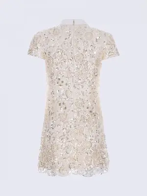 SELF-PORTRAIT Sequin-embroidered Tulle Sheath Mini Dress With Bow