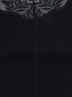 SELF-PORTRAIT Slim Fit Off-the-shoulder Knit Top With Lace Inserts