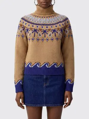 Alanui Turtleneck Jumper In Pure Virgin Wool With Abstract Jacquard Pattern - Beige