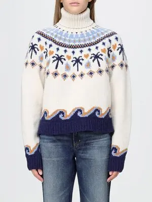 Alanui Turtleneck Jumper In Pure Virgin Wool With Abstract Jacquard Pattern - Brown