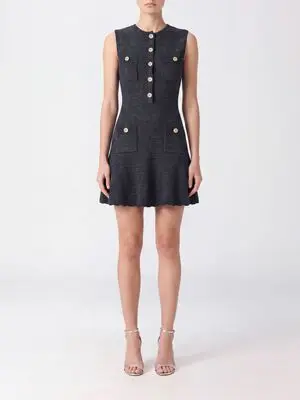 SELF-PORTRAIT Sleeveless A-line Mini Dress With Buttoned Patch Pockets