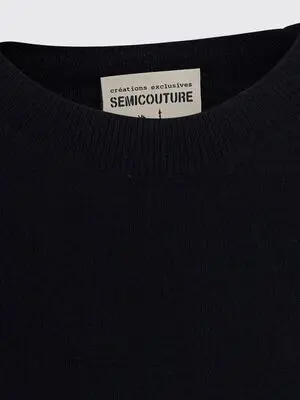 SEMICOUTURE Brenda Wool And Cashmere Crewneck Knit Mini Dress - Black