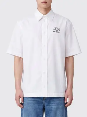 Off-White Bowling Shirt In Modal And Silk Blend With Rear Arrow Logo - White