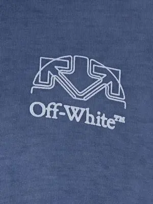Off-White Crewneck T-shirt In Modal And Silk Blend With Contrast Logo - Blue