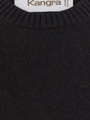 KANGRA Wool And Cashmere Blend Crewneck Sweater With Ribbed Trims - Brown