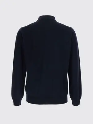 KANGRA Long-sleeved Extrafine Merino Wool Knit Polo - Blue