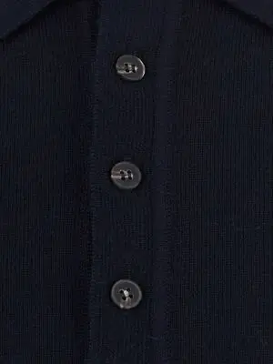 KANGRA Long-sleeved Extrafine Merino Wool Knit Polo - Blue