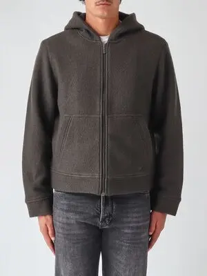 Emporio Armani Hooded Wool And Cotton Blend Zip-up Sweatshirt - Dark