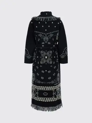 Alanui Long Jacquard Virgin Wool Robe Cardigan With Fringes