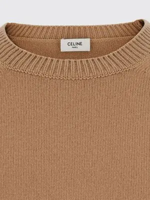 Celine 100% Cashmere Crewneck Jumper With Ribbed Trims