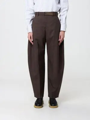 Sacai High-waisted Wide-leg Tailored Wool-blend Trousers - Brown