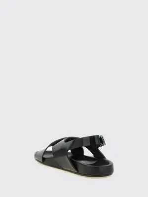 Saint Laurent Helios Slingback Sandals In Brushed Calfskin Leather - Black
