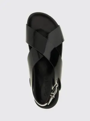 Saint Laurent Helios Slingback Sandals In Brushed Calfskin Leather - Black