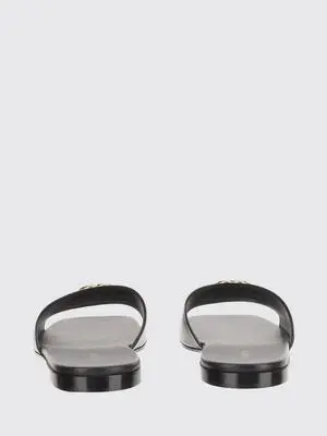 Gucci Gg Marmont Nappa Leather Low-heeled Mules With Metallic Monogram - Black