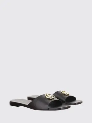 Gucci Gg Marmont Nappa Leather Low-heeled Monogram Mules - Black