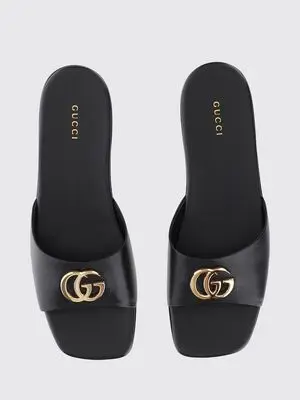 Gucci Gg Marmont Nappa Leather Low-heeled Monogram Mules