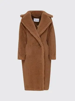 Max Mara Long Double-breasted Coat In Camel Wool And Silk