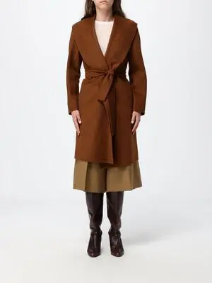 Max Mara Estremo Long Wool And Cashmere Robe Coat With Belt - Brown