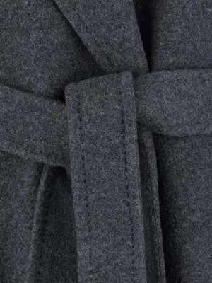 Max Mara Long Cashmere Belted Coat With Revere Collar - Gray