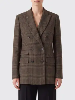 Max Mara Prince Of Wales Pure Wool Double-breasted Blazer - Brown