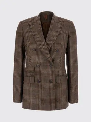 Max Mara Prince Of Wales Pure Wool Double-breasted Blazer