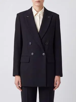 Max Mara Double-breasted Wool Blazer With Revere Collar - Black