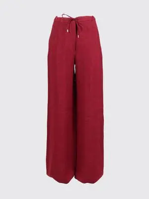 Max Mara Linen Trousers With Drawstring - Red
