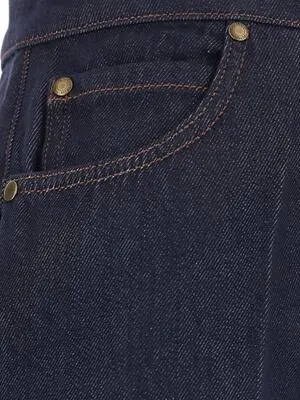 Max Mara High-waisted Wide Leg Jeans In Denim With Five Pockets - Blue