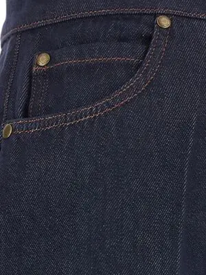 Max Mara High-waisted Wide Leg Jeans In Denim With Five Pockets - Blue