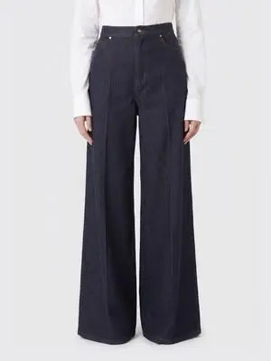 Max Mara High-waisted Wide Leg Jeans In Denim With Five Pockets - Blue