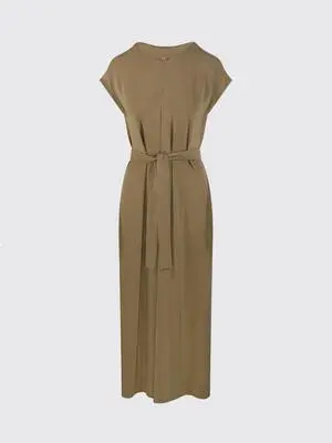 Max Mara A-line Stretch Viscose Midi Dress With Tie Belt
