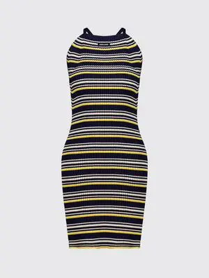 Miu Miu Striped Stretch Cotton Dress - Blue