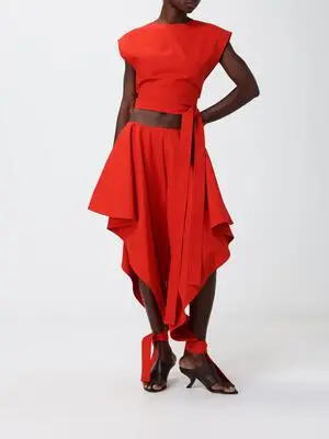 Alaïa Alaia Alaia Asymmetric Cotton Trousers - Orange