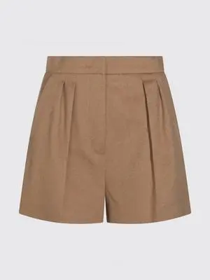 Max Mara Elegant Pleated Shorts In Camel Wool