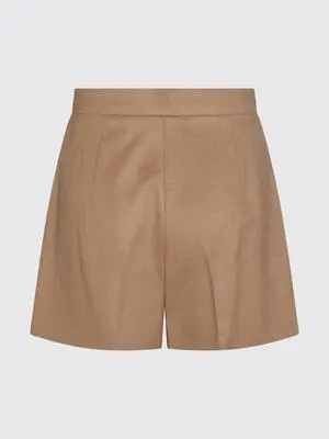Max Mara Elegant Pleated Shorts In Camel Wool