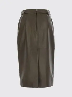 Max Mara Lambskin Midi Pencil Skirt With High-waist Belt - Green