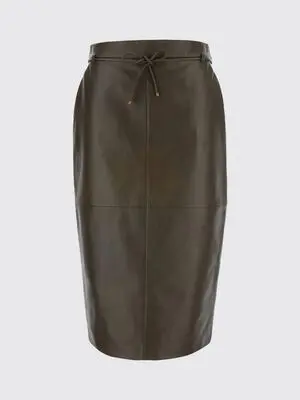 Max Mara Lambskin Midi Pencil Skirt With High-waist Belt - Green